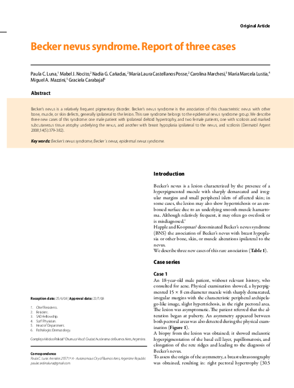 (PDF) Becker nevus syndrome. Report of three cases