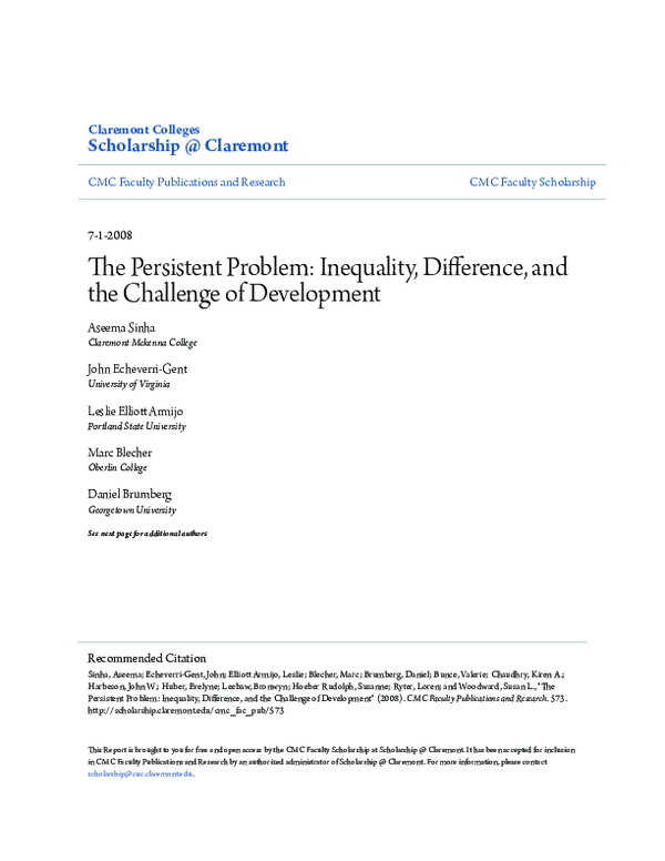 (PDF) The Persistent Problem: Inequality, Difference, and the Challenge ...