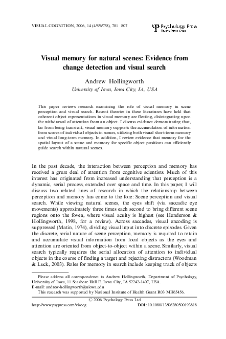 (PDF) Visual memory for natural scenes: Evidence from change detection ...