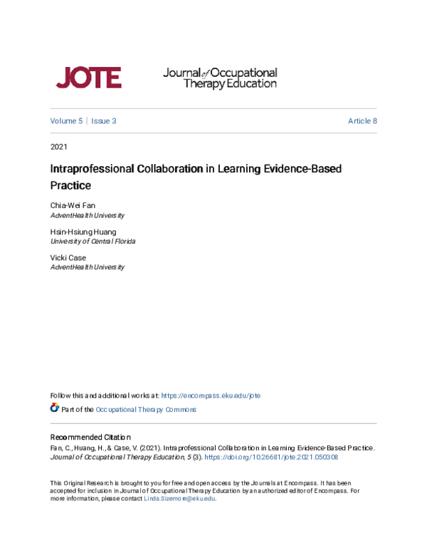 (PDF) Intraprofessional Collaboration in Learning Evidence-Based Practice