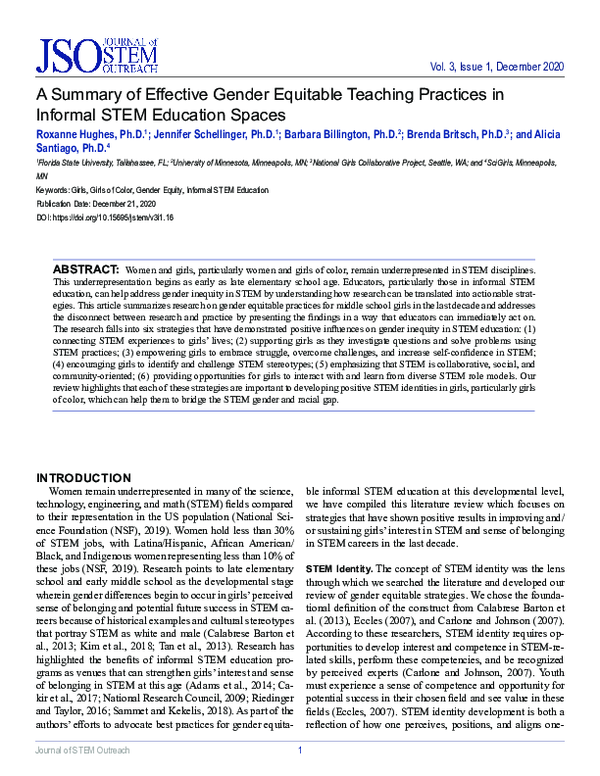 (PDF) A Summary of Effective Gender Equitable Teaching Practices in ...