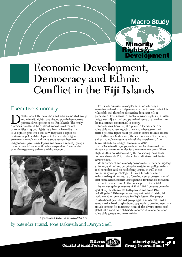 (PDF) Economic Development , Democracy and Ethnic Conflict in the Fiji ...