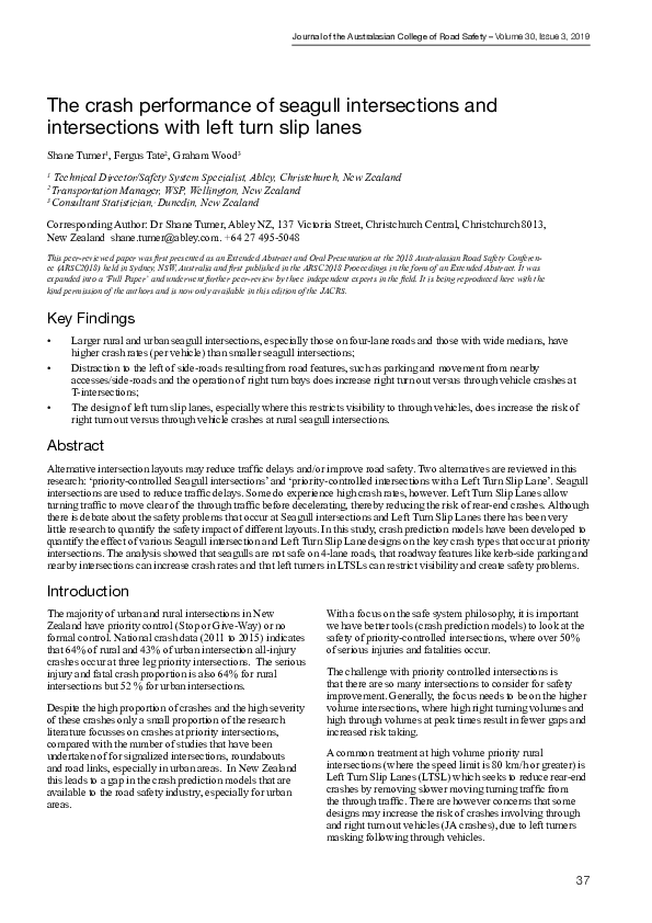 (PDF) The crash performance of seagull intersections and intersections ...