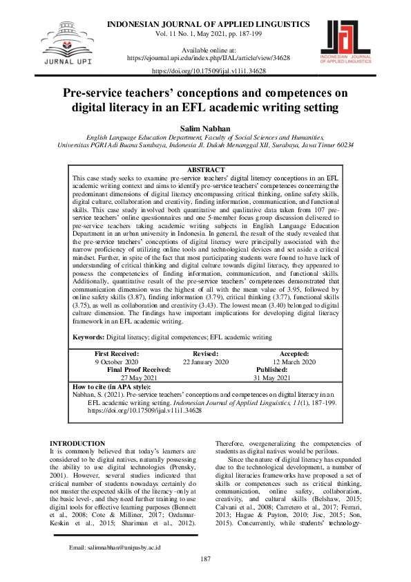 (PDF) Pre-Service Teachers’ Conceptions and Competences on Digital ...