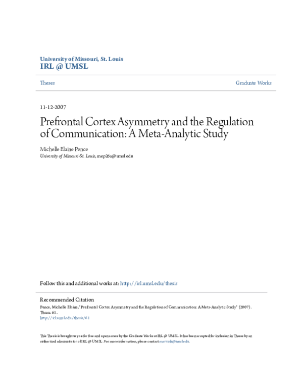 (PDF) Prefrontal cortex asymmetry and the regulation of communication ...
