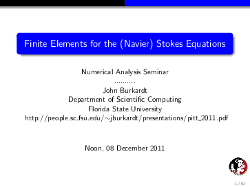 (PDF) Finite Elements for the (Navier) Stokes Equations
