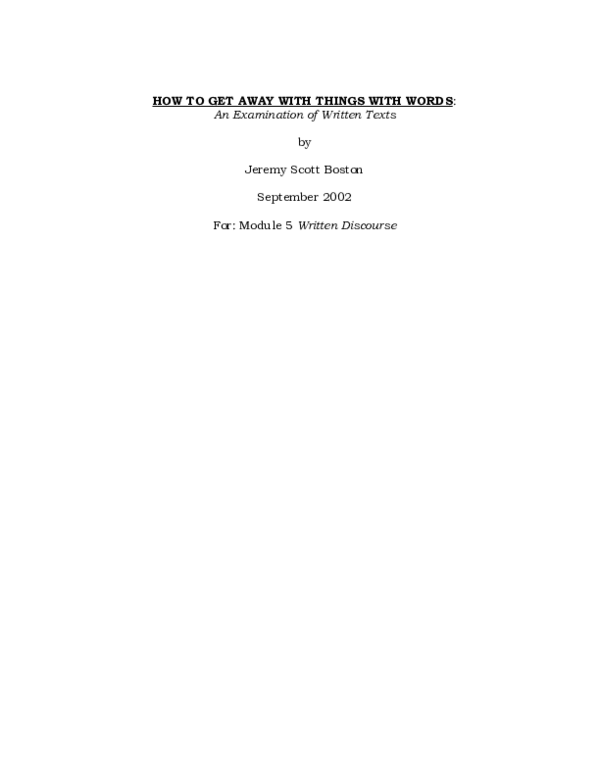 (PDF) How to Get Away with Things with Words