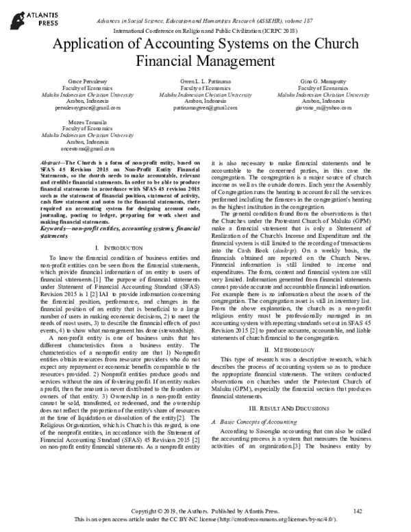 (PDF) Application Of Accounting Systems In The Church Financial Management
