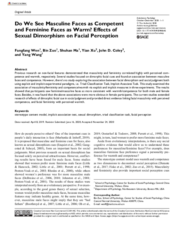 (PDF) Do We See Masculine Faces as Competent and Feminine Faces as Warm ...