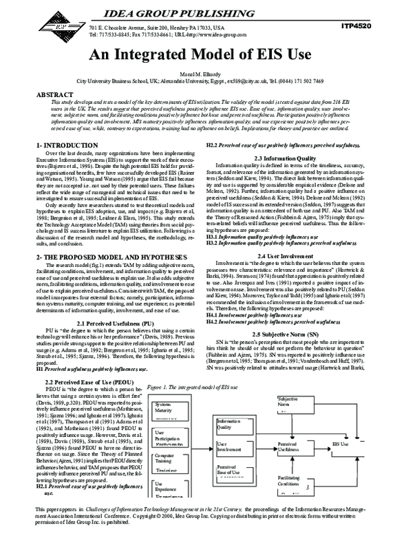 (PDF) An integrated model of EIS use