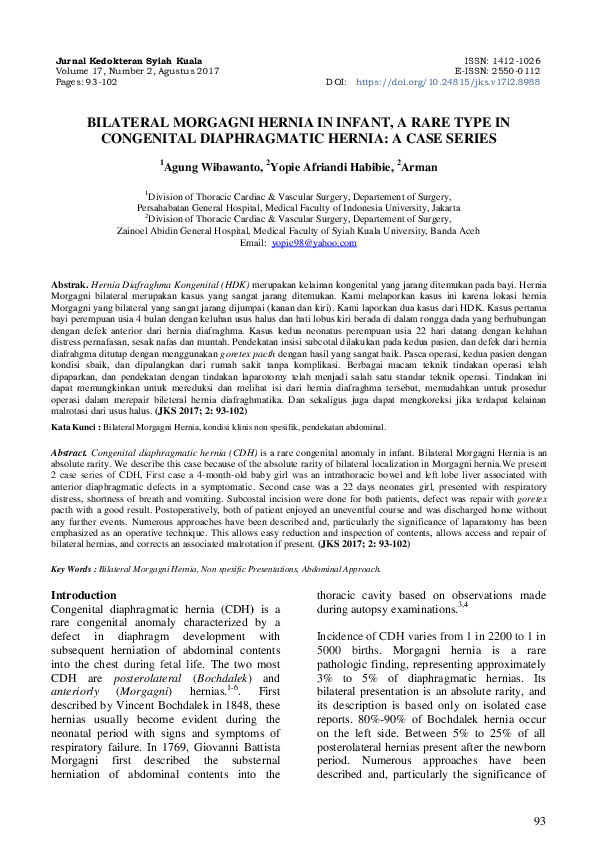 (PDF) Bilateral Morgagni Hernia in Infant, a Rare Type in Congenital ...