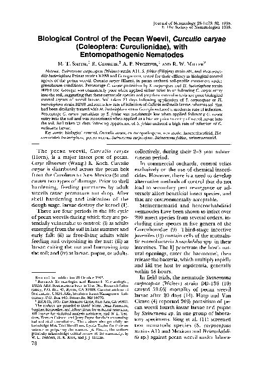(PDF) Biological Control of the Pecan Weevil, Curculio caryae ...