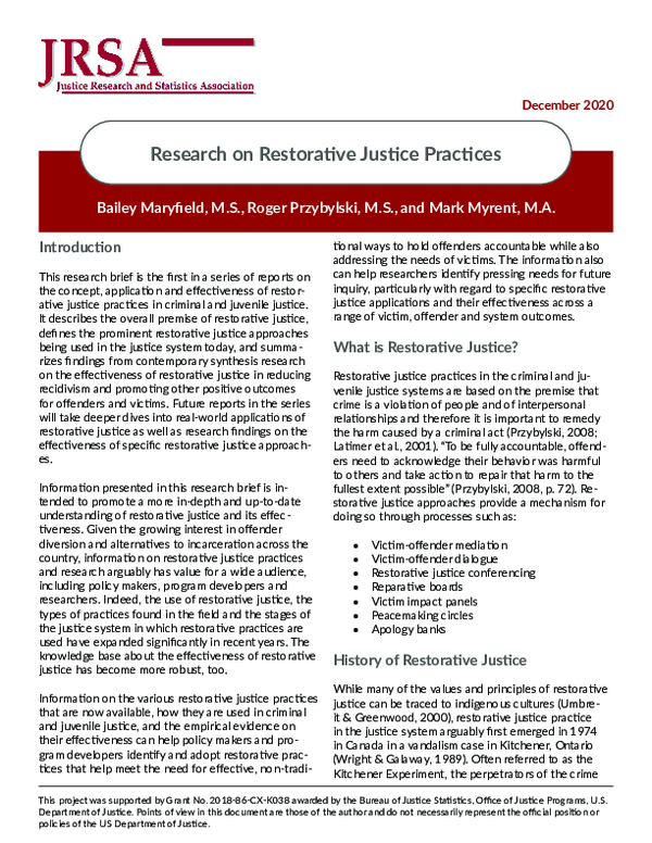 (PDF) Research on Restorative Justice Practices