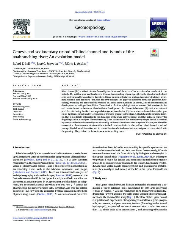 (PDF) Genesis and sedimentary record of blind channel and islands of ...