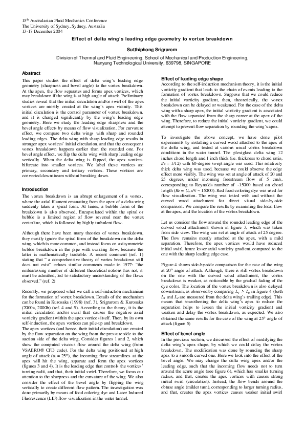 (PDF) Effect of delta wing ’ s leading edge geometry to vortex breakdown