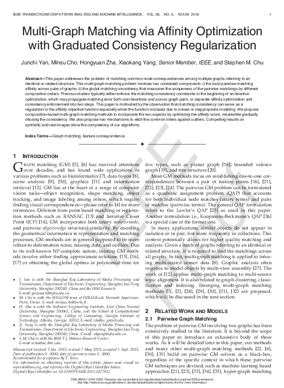 Pdf Multi Graph Matching Via Affinity Optimization With Graduated Consistency Regularization 