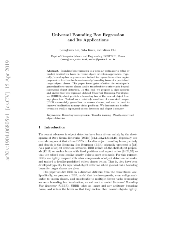 (PDF) Universal Bounding Box Regression and Its Applications