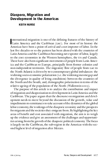 (PDF) Diaspora, Migration and Development in the Americas