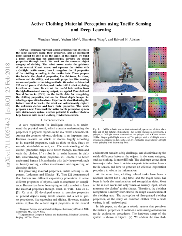 (PDF) Active Clothing Material Perception Using Tactile Sensing and ...