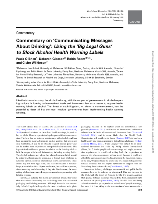 (PDF) Commentary on 'Communicating Messages About Drinking': Using the ...