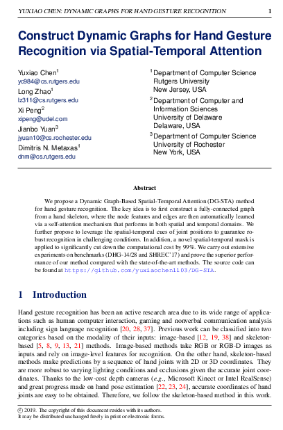 (PDF) Construct Dynamic Graphs for Hand Gesture Recognition via Spatial-Temporal Attention