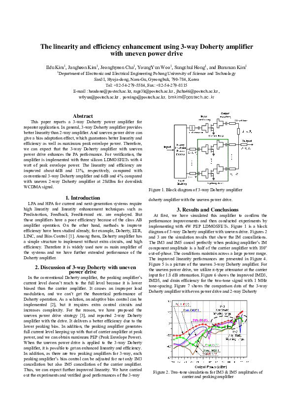 (PDF) The linearity and efficiency enhancement using 3-way Doherty amplifier with uneven power drive