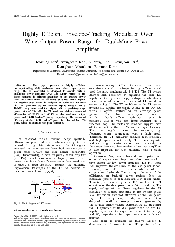 (PDF) Highly Efficient Envelope-Tracking Modulator Over Wide Output Power Range for Dual-Mode ...
