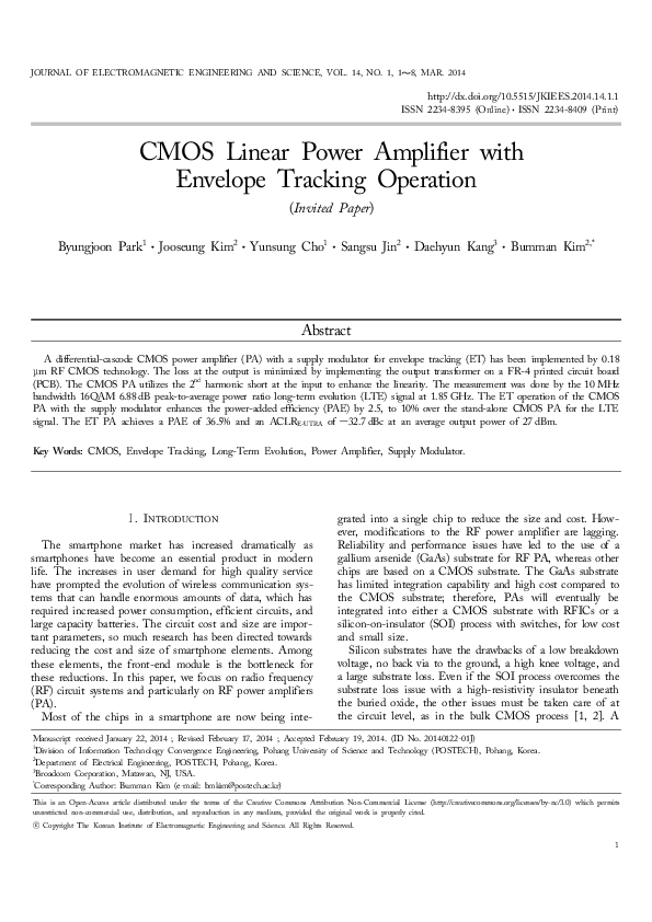 (PDF) CMOS Linear Power Amplifier with Envelope Tracking Operation ...
