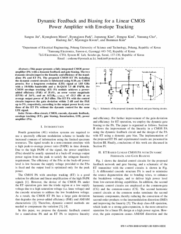 (PDF) Dynamic feedback and biasing for a linear CMOS power amplifier ...