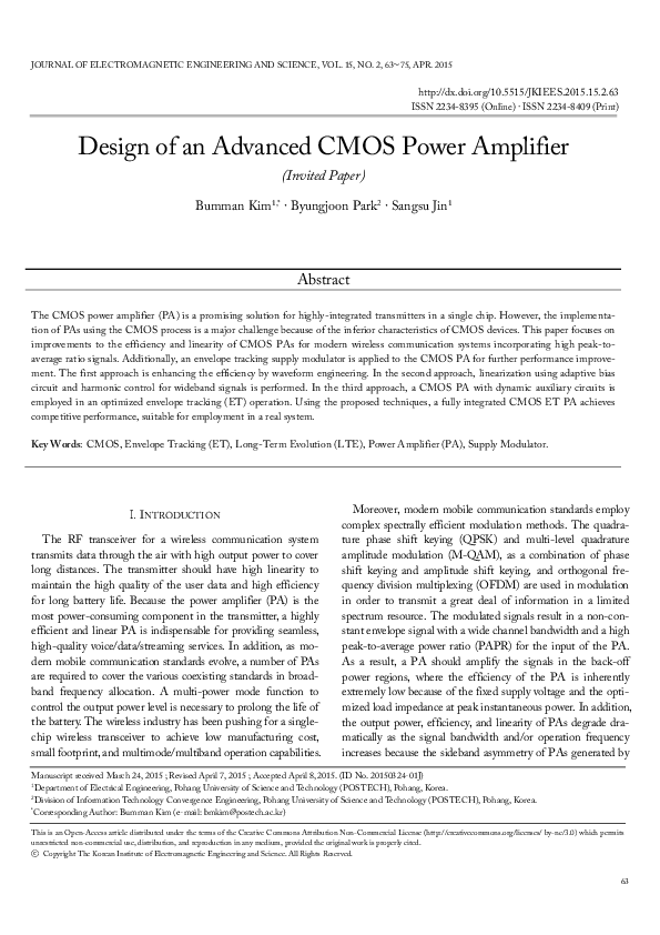 (PDF) Design of an Advanced CMOS Power Amplifier