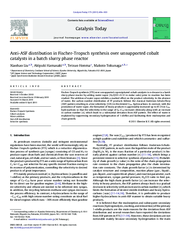 (PDF) Anti-ASF distribution in Fischer-Tropsch synthesis over ...