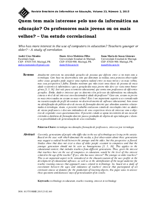 (PDF) Quem tem mais interesse pelo uso da informática na educação? Os ...