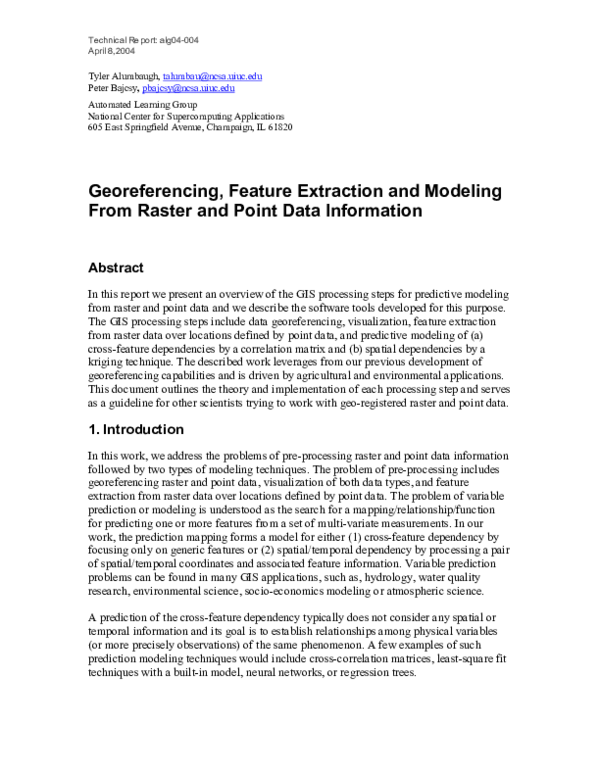Pdf Georeferencing Feature Extraction And Modeling From Raster And Point Data Information