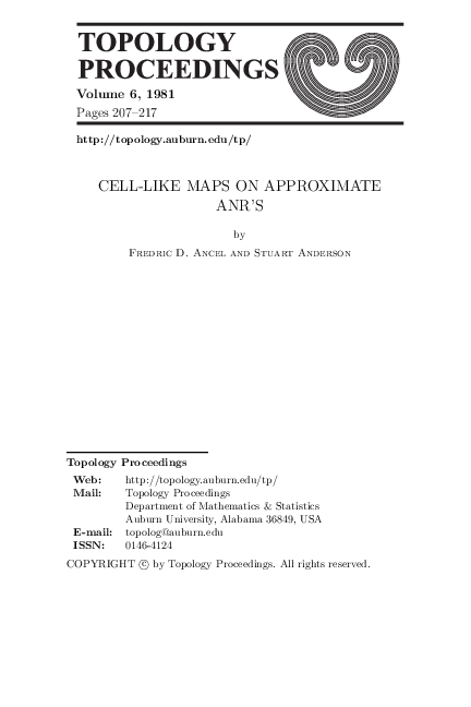 (PDF) CELL-LIKE MAPS ON APPROXIMATE ANR'S