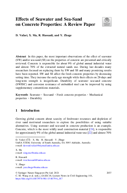 (PDF) Effects of Seawater and Sea-Sand on Concrete Properties: A Review ...