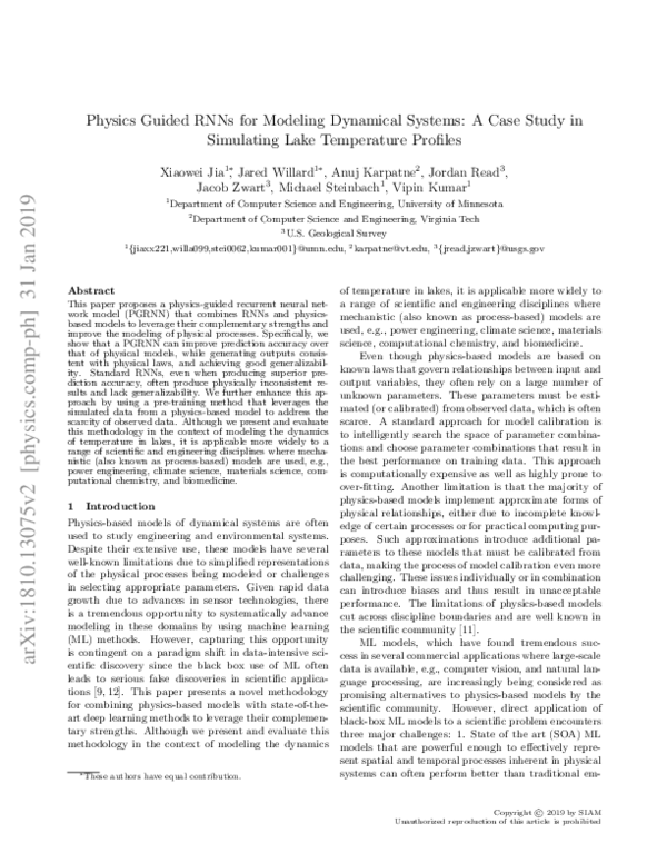 (PDF) Physics Guided RNNs for Modeling Dynamical Systems: A Case Study in Simulating Lake ...