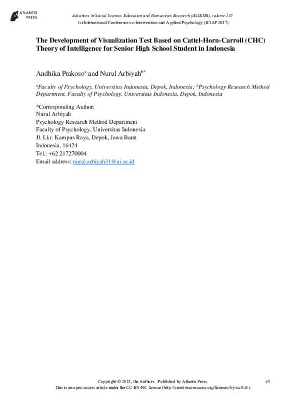 (PDF) The Development of Visualization Test Based on Catell-Horn ...