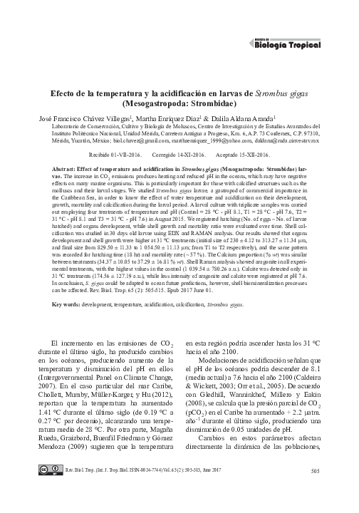 (PDF) Efecto de la temperatura y la acidificación en larvas de Strombus ...