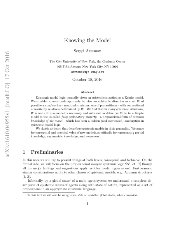 (PDF) Knowing the Model