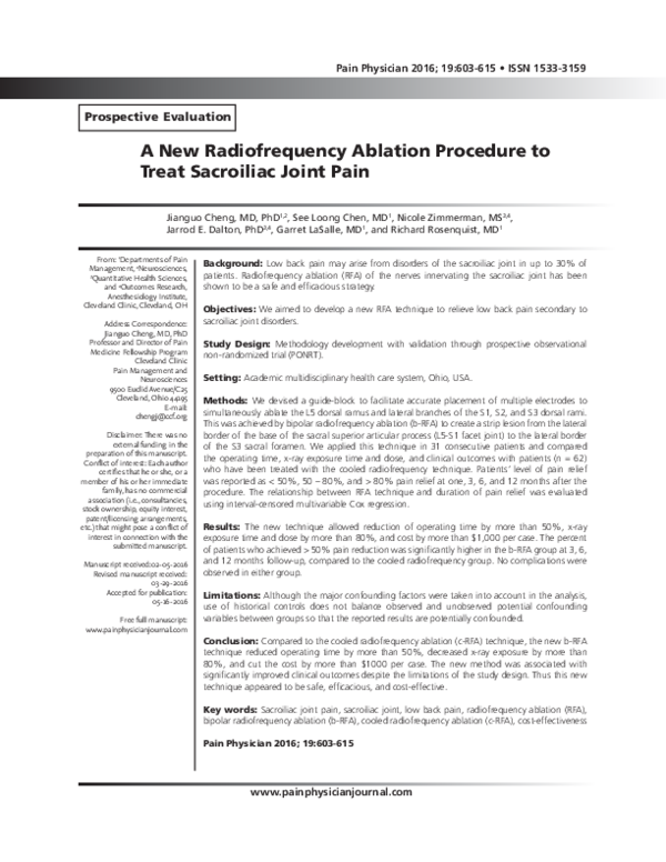 (PDF) A New Radiofrequency Ablation Procedure to Treat Sacroiliac Joint ...