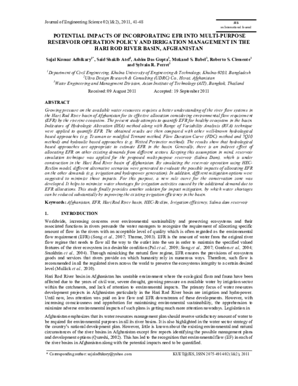 (PDF) Potential Impacts of Incorporating Efr Into Multi-Purpose ...