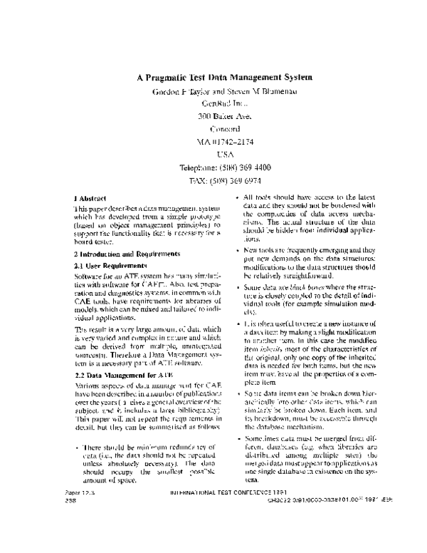 (PDF) A Pragmatic Test Data Management System