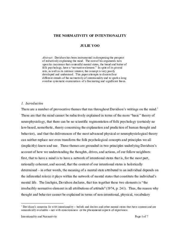 (PDF) The Normativity of Intentionality