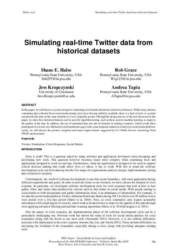 (PDF) Simulating real-time Twitter data from historical datasets