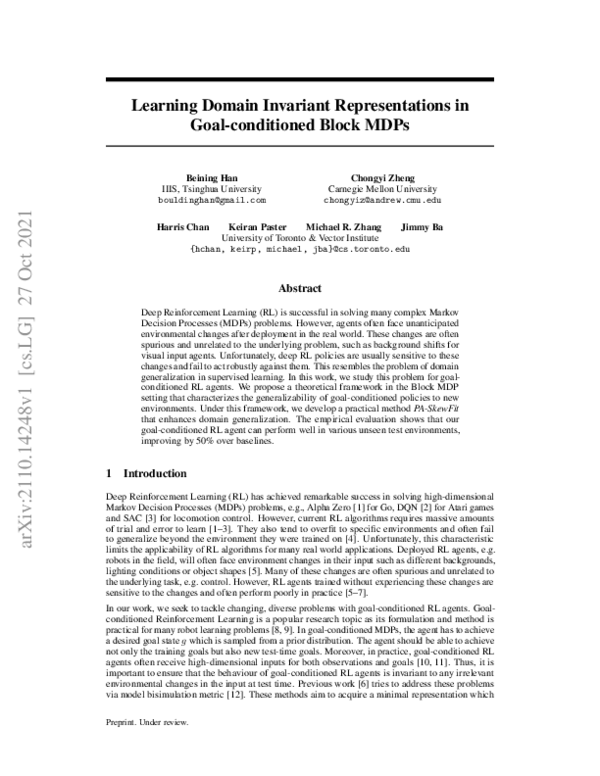 (PDF) Learning Domain Invariant Representations in Goal-conditioned ...