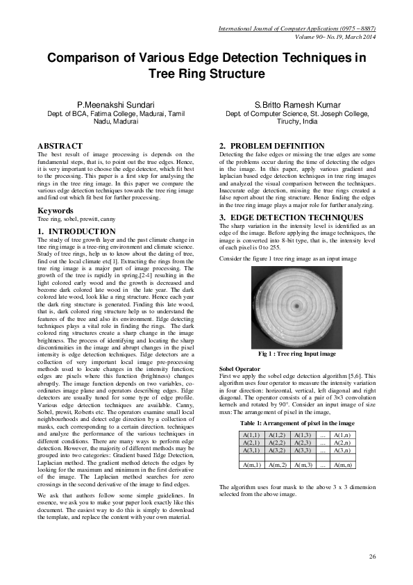 Pdf Comparison Of Various Edge Detection Techniques In Tree Ring