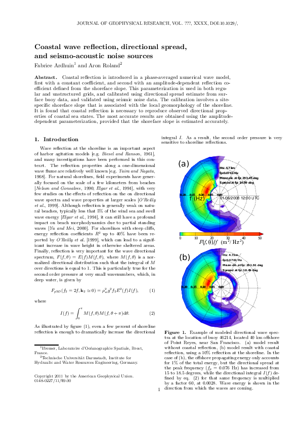 (PDF) Coastal wave reflection, directional spread, and seismo-acoustic ...