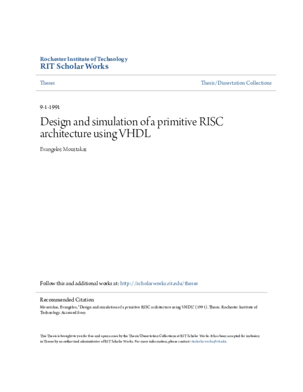 (PDF) Design and simulation of a primitive RISC architecture using VHDL | Prof Evangelos ...