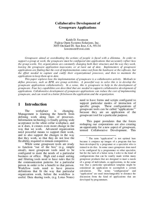 (PDF) Collaborative Development of Groupware Applications