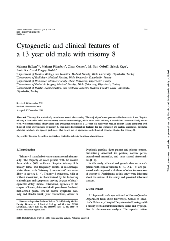 (PDF) Cytogenetic and clinical features of a 13 year old male with ...